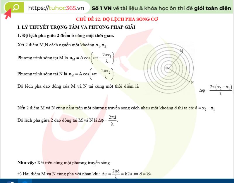 Độ lệch pha sóng cơ - Tự Học 365